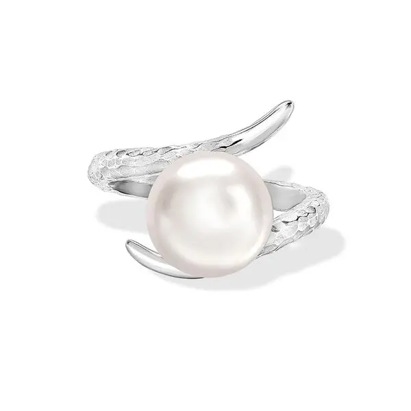 DOWER & HALL Twisted Freshwater Pearl Ring - Silver