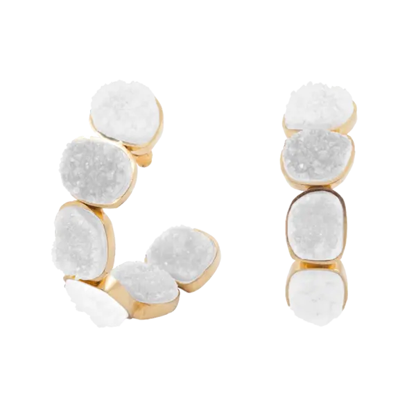 LAVANI JEWELS Gold-plated Hoop Earrings - White/gold