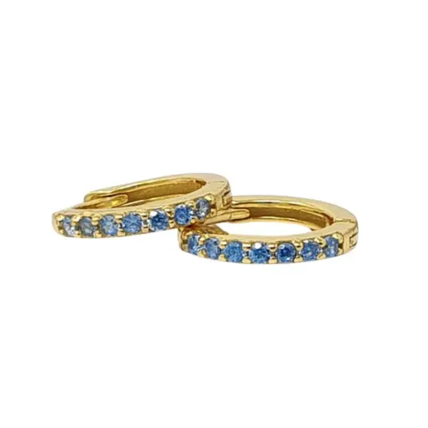 HARFI Blue Topaz Huggie Earrings - Gold/blue