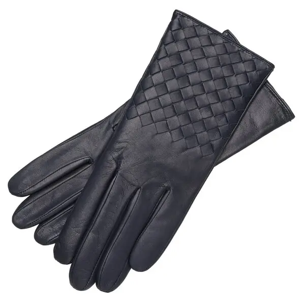 1861 GLOVE MANUFACTORY Trani Woven Leather Gloves - Blue