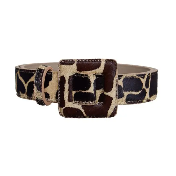 BELTBE Mini Square Buckle Giraffe Belt - Black
