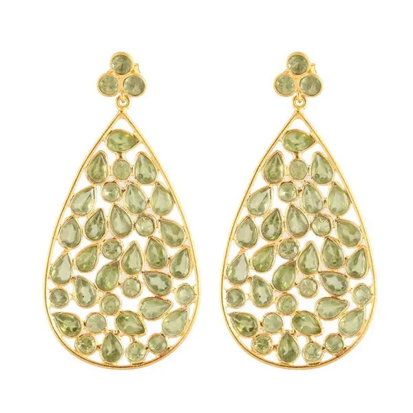 OPIUM JEWELS Gold Vermeil Peridot Drop Earrings - Gold/green