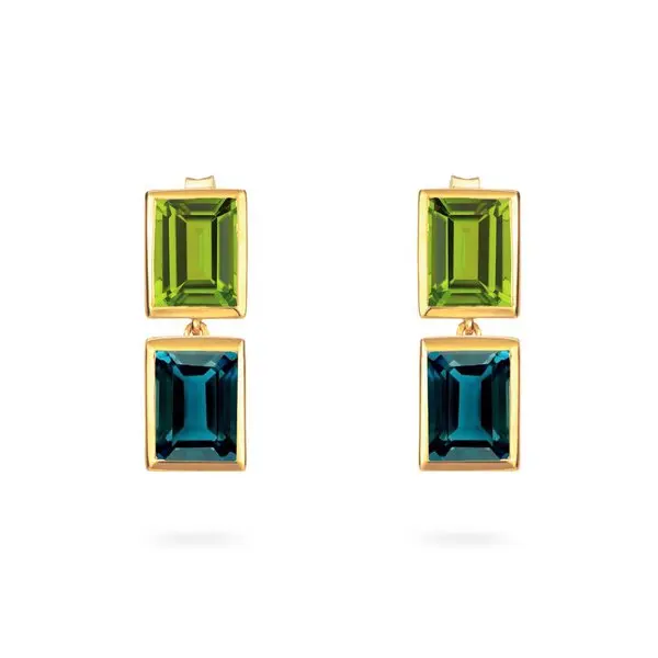 AUGUSTINE JEWELS Two Drop Peridot And Teal Topaz Earrings - Green/blue