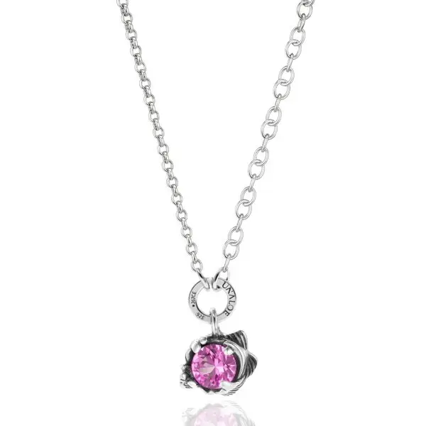 UNALOE Coleus Circulus Sterling Silver Leaf Pendant Necklace - Silver/pink