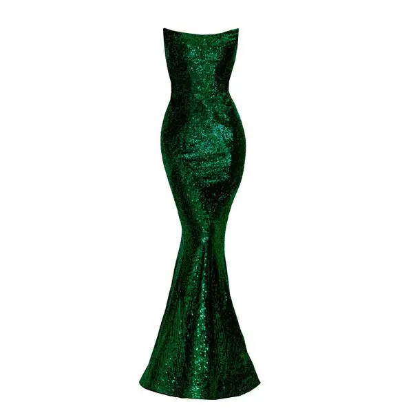 ANGELIKA JOZEFCZYK Merlin Sequin Evening Gown - Green