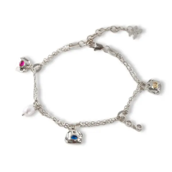 CLASSICHARMS Gemstone Charm Anklet - Silver