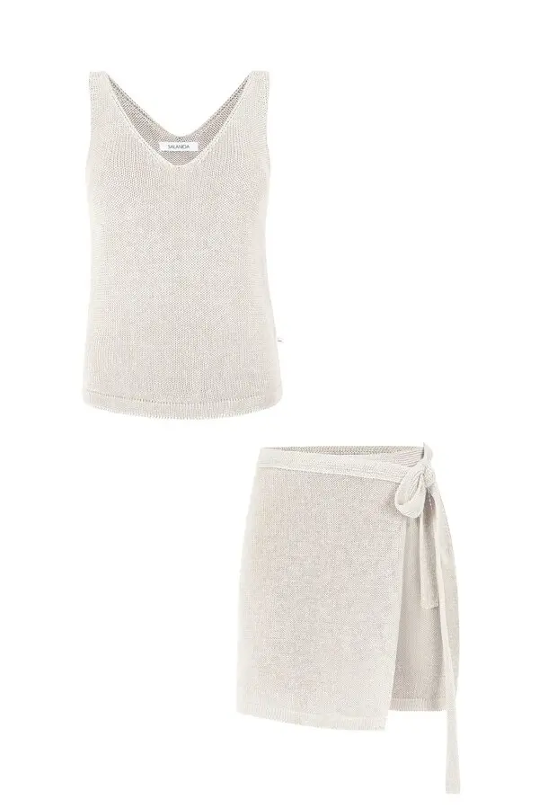 SALANIDA 100% Linen Co-ord Set - White