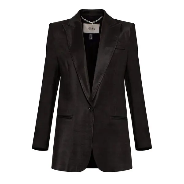 NISSA Single-breasted Linen Blazer