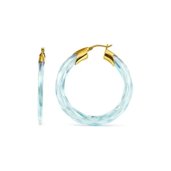 GOLD & HONEY Blue Diamond Swirl Twist Lucite Hoop Earrings - Blue/gold