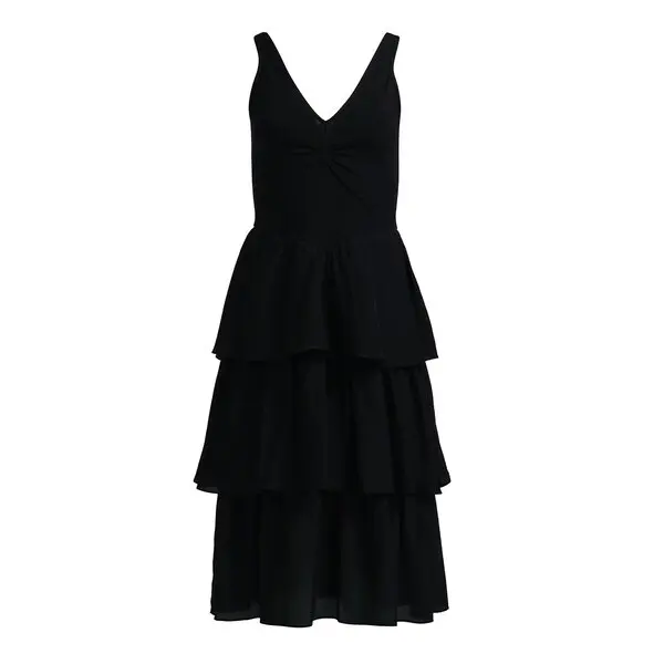 KRISTINIT Silk Ruffle Dress