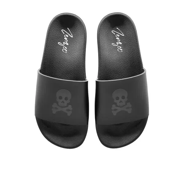 ZENZEE Skull & Crossbones Slide Sandals - Black