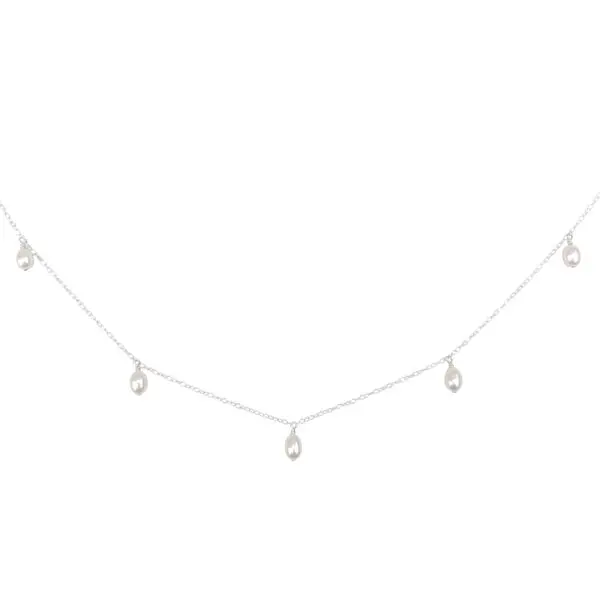 KIRI & BELLE Annalise Five Pearl Necklace - Silver