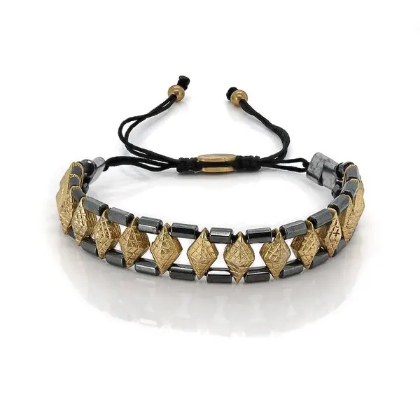 EBRU JEWELRY Woven Hematite Energy Bracelet - Black/gold