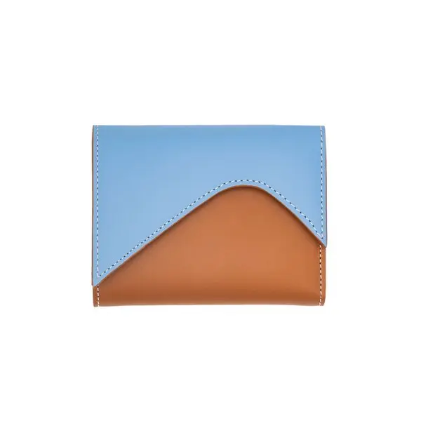 ABSURDE Blue / Brown Mountain Blue And Brown Leather Trifold Wallet - Blue/brown