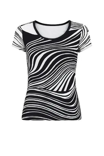 CONQUISTA Printed Round Neck Top