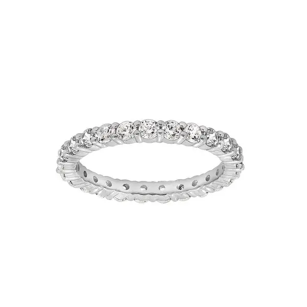 DIAMONBLISS Round Cut Silver Plated Eternity Ring - White