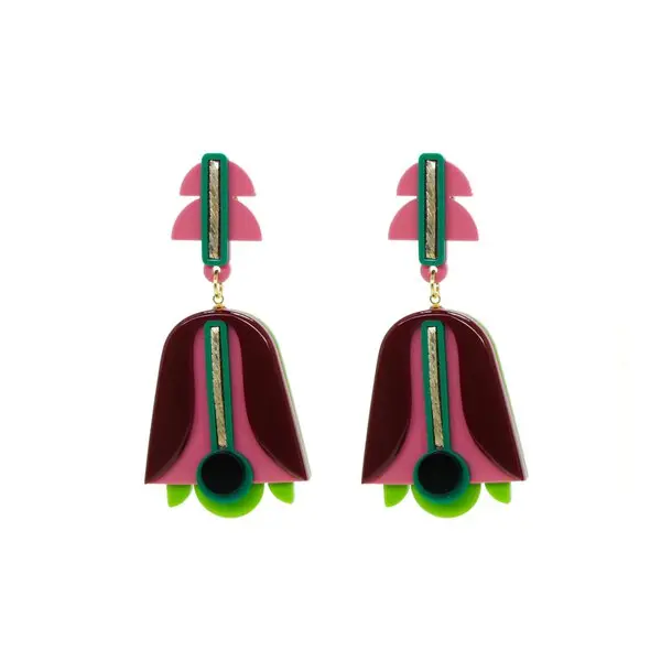 GISSA BICALHO Glory Rose Acrylic Earrings - Pink
