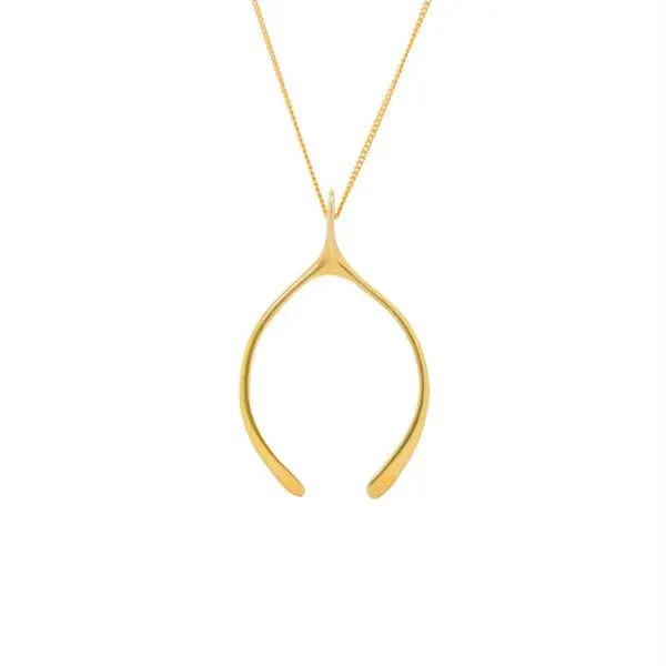 KATIE MULLALLY Large Wishbone Necklace - Gold