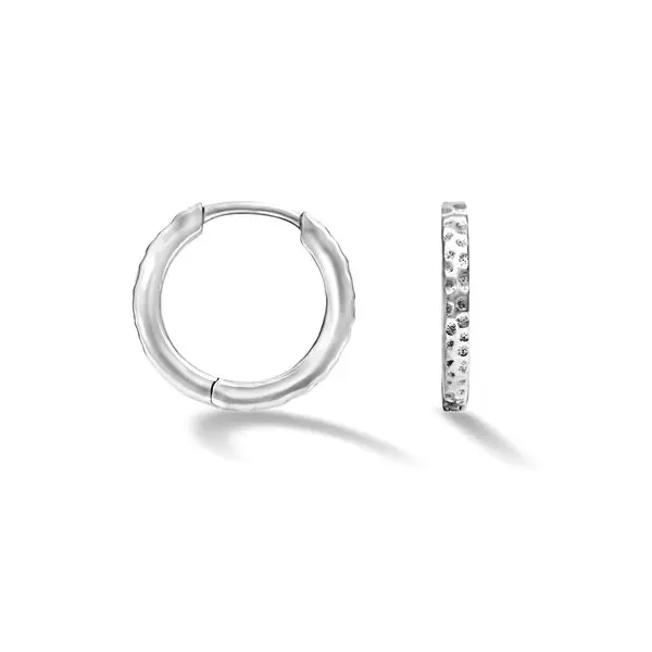 DOWER & HALL Hammered Nomad Huggie Hoop Earrings - Silver