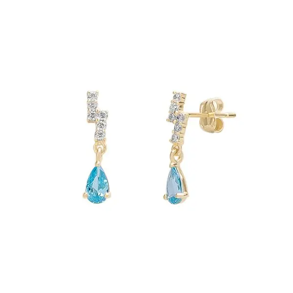SPERO LONDON Blue Topaz Lightning Bolt Drop Earrings - Gold