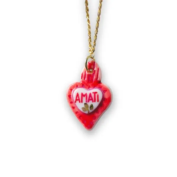 Tiké Jewels Sacred Heart Amati Necklace - Red