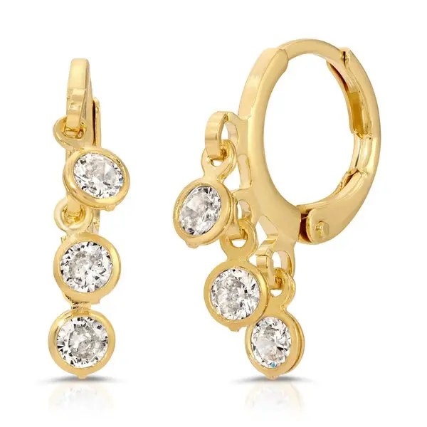 GLAMROCKS JEWELRY Cz Shaker Huggie Hoop Earrings - Gold