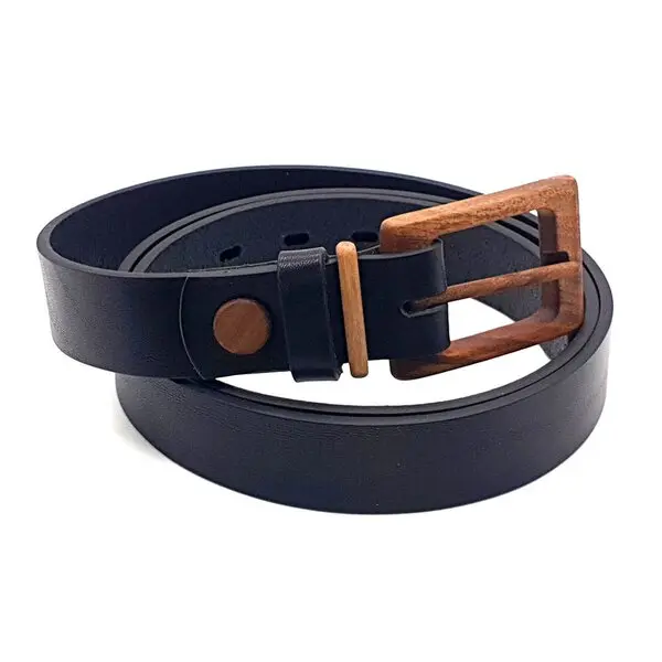WOOD BELT Banff Empathy 306 Walnut Wood & Leather Belt - Black