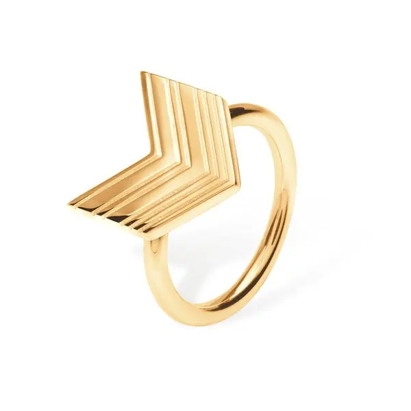 LUCY QUARTERMAINE Art Deco Arrow Vermeil Ring - Gold