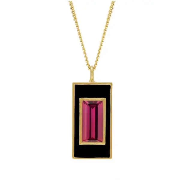 AUGUSTINE JEWELS Rhodolite And Enamel Pendant Necklace - Black/red