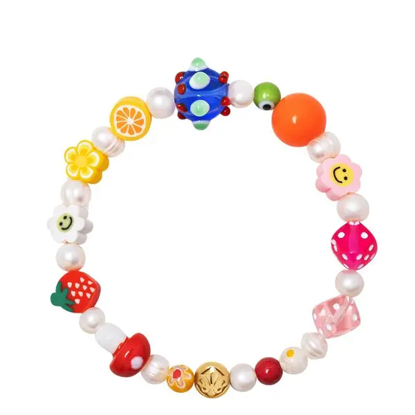 NIALAYA JEWELRY Berry Pearl And Assorted Beads Bracelet - Yellow