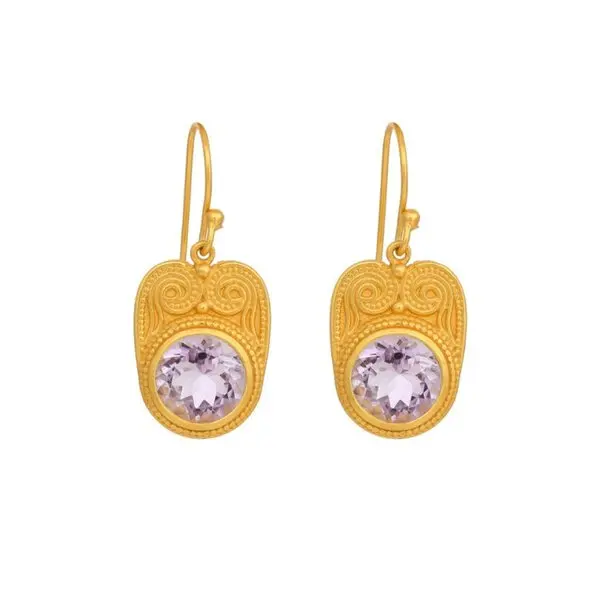OPIUM JEWELS Gold Vermeil Amethyst Earrings - Gold/yellow