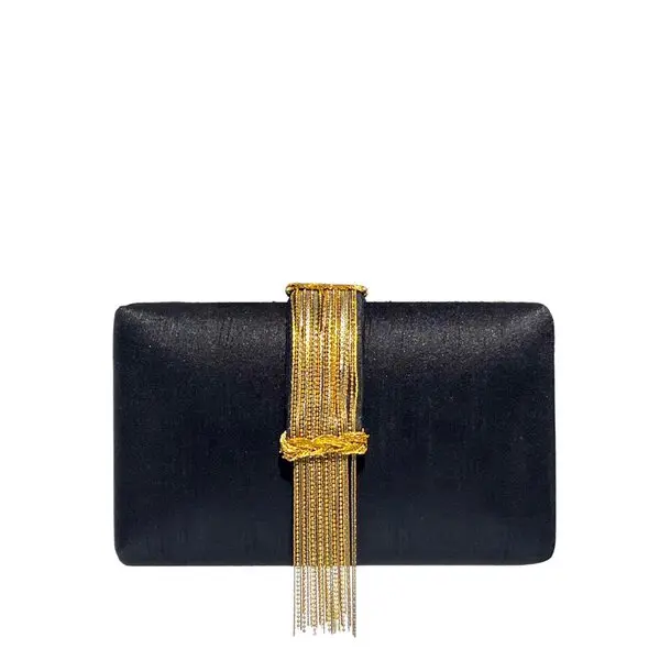SIMITRI Noir Fringe Clutch - Black/gold