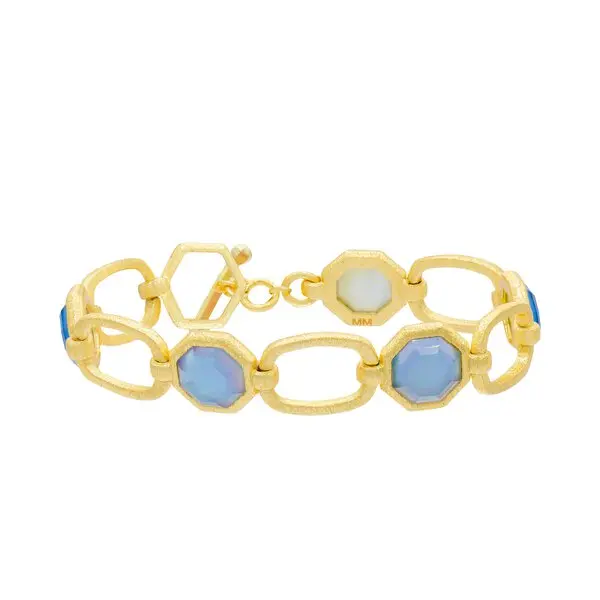 MARCIA MORAN Gold Plated Belmont Bracelet - Gold/blue