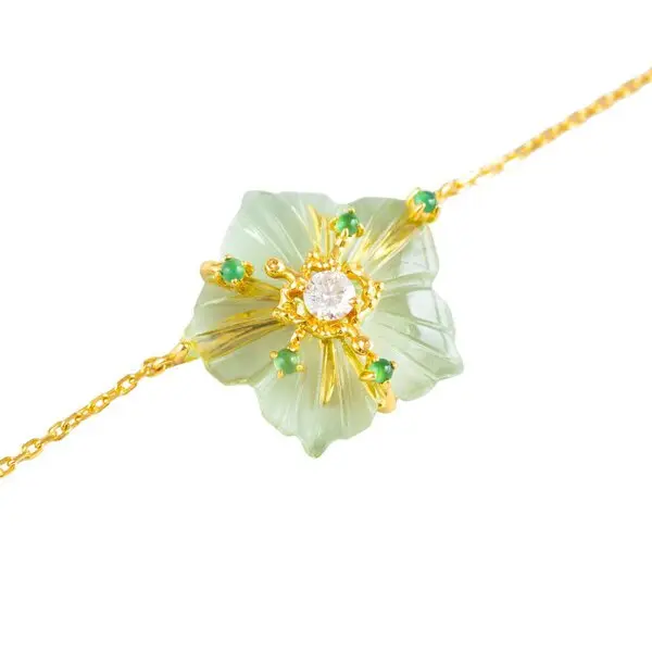 WJY STUDIO LONDON Dewdrop Bloom Floria Diamond, Topaz And Jade Ring - Green