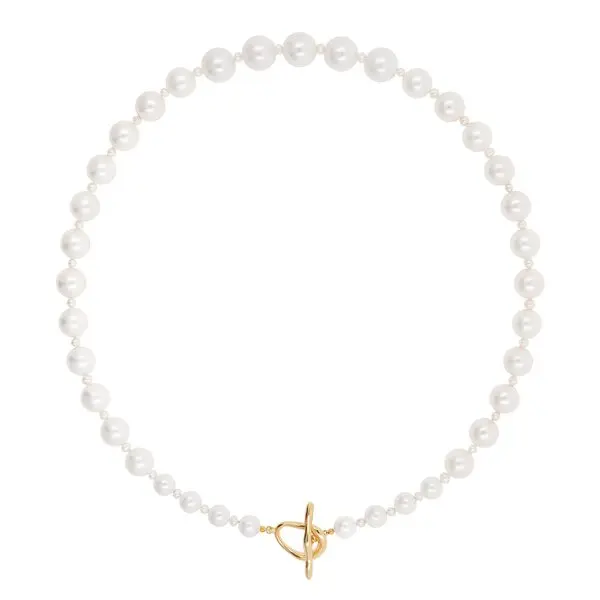 Côté Caché Coral Clasp Pearl Necklace - Gold