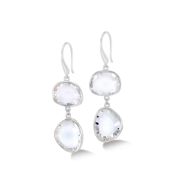DOWER & HALL Rock Crystal Drop Earrings - Silver