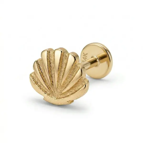 MELT'M JEWELRY 14k Yellow Seashell Stud Earrings - Gold