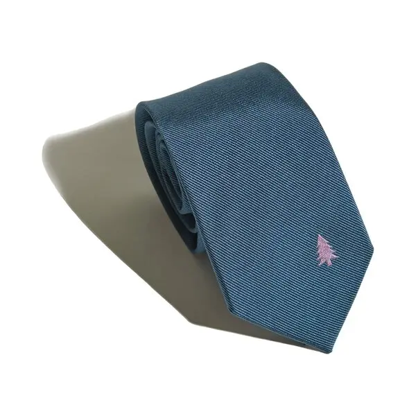 LOST PATTERN Pine Embroidered Silk Neck Tie - Blue