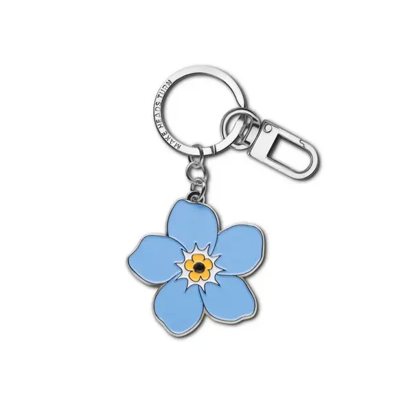 MAKE HEADS TURN Enamel Forget-me-not Flower Keychain - Blue