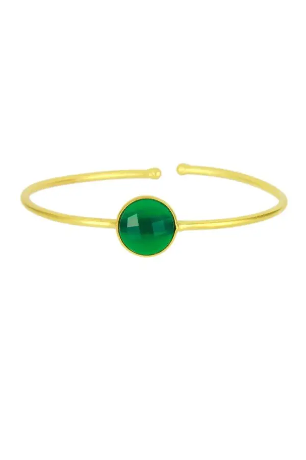 Saachi Single Gemstone Cuff - Green