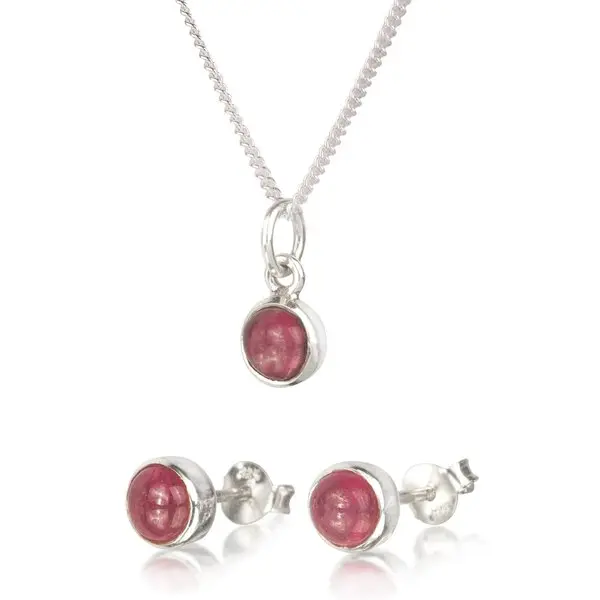 THE JEWELLERY STORE LONDON Sterling Silver Pink Tourmaline Jewelry Set - Pink/silver