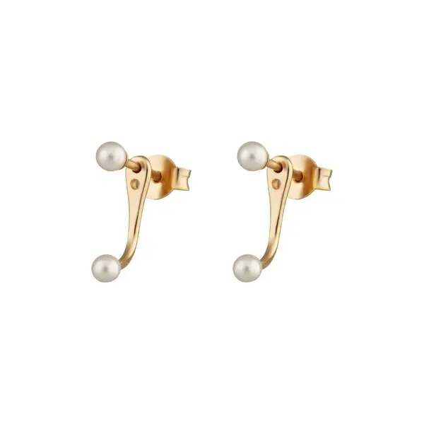 SCREAM PRETTY Pearl Dot Ear Jacket Stud Earrings - Gold
