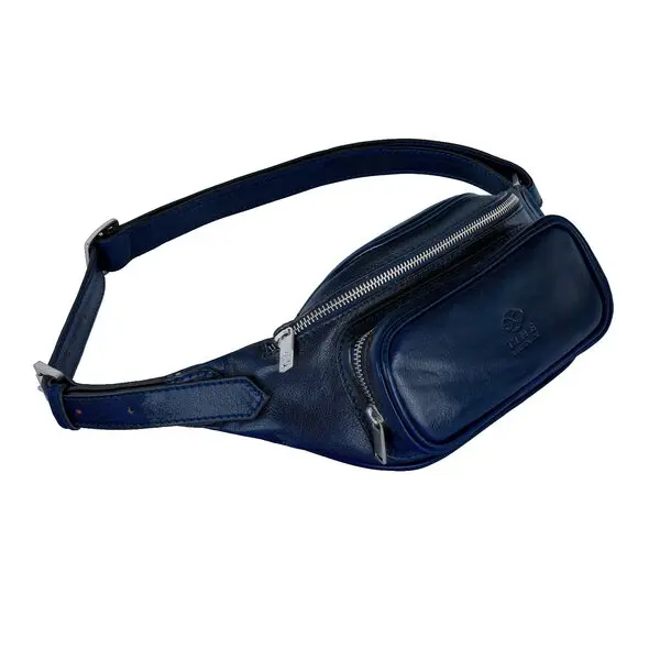 TIME RESISTANCE Leather Belt Bag - Blue
