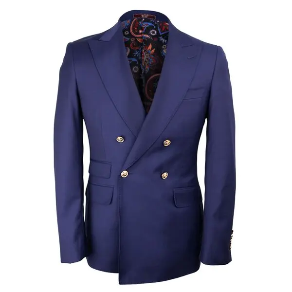 DAVID WEJ Aldo Double Breasted Peak Lapel Blazer – Navy - Blue