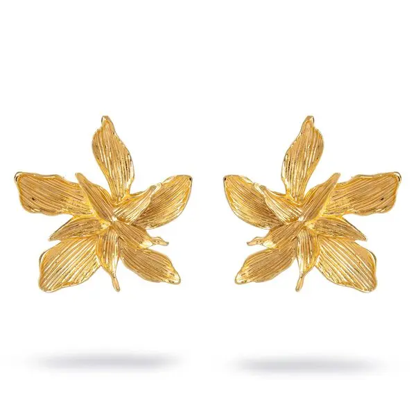 EBRU JEWELRY Floral Majesty Stud Earrings - Gold