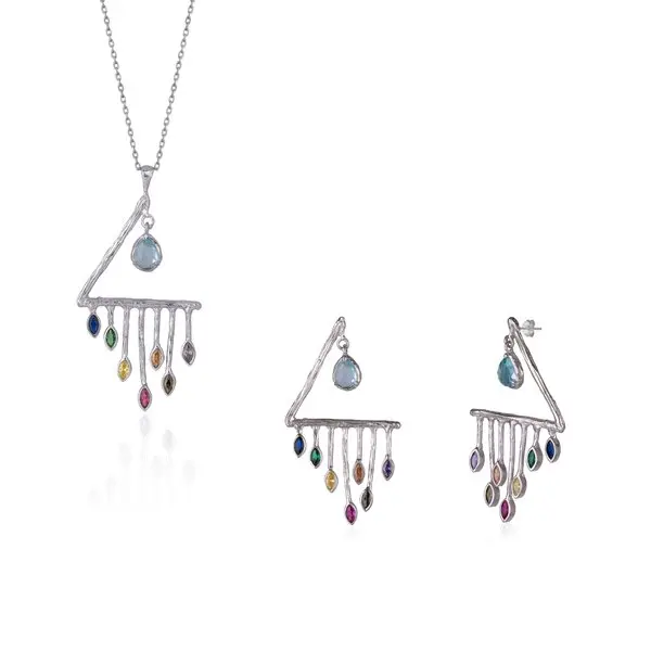 SPERO LONDON Sterling Earrings And Necklace Set - Silver