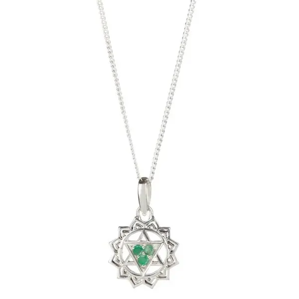 CHARLOTTE'S WEB JEWELLERY Heart Chakra Necklace With Emeralds - Silver