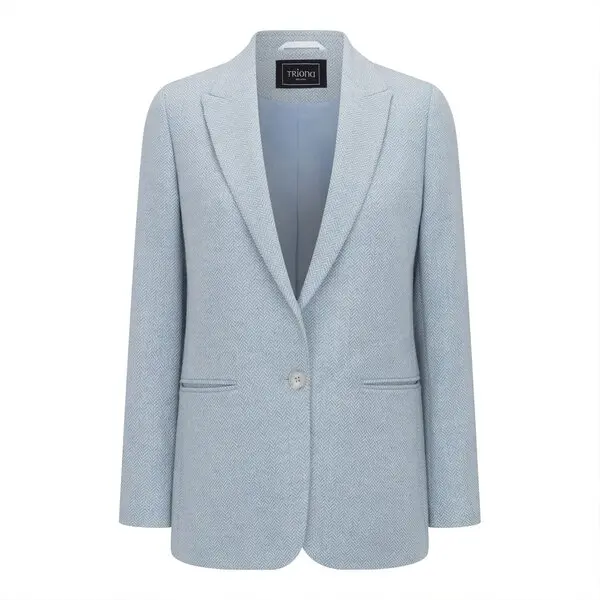 TRIONA Sky Herringbone Cara Blazer