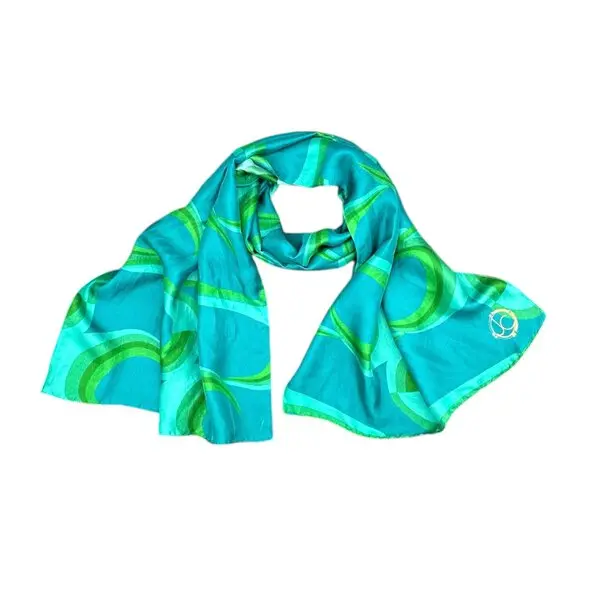 JULIA CLANCEY Green / Blue Jcjc Teal Silk Scarf - Green/blue