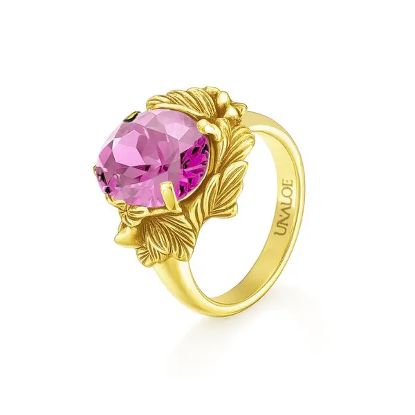 UNALOE Coleus Ovalis Sterling Silver Ring With Zirconia - Pink/gold